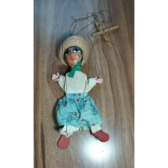 Other | Vintage Marionette String Puppet Handmade Folk Art Made In ...